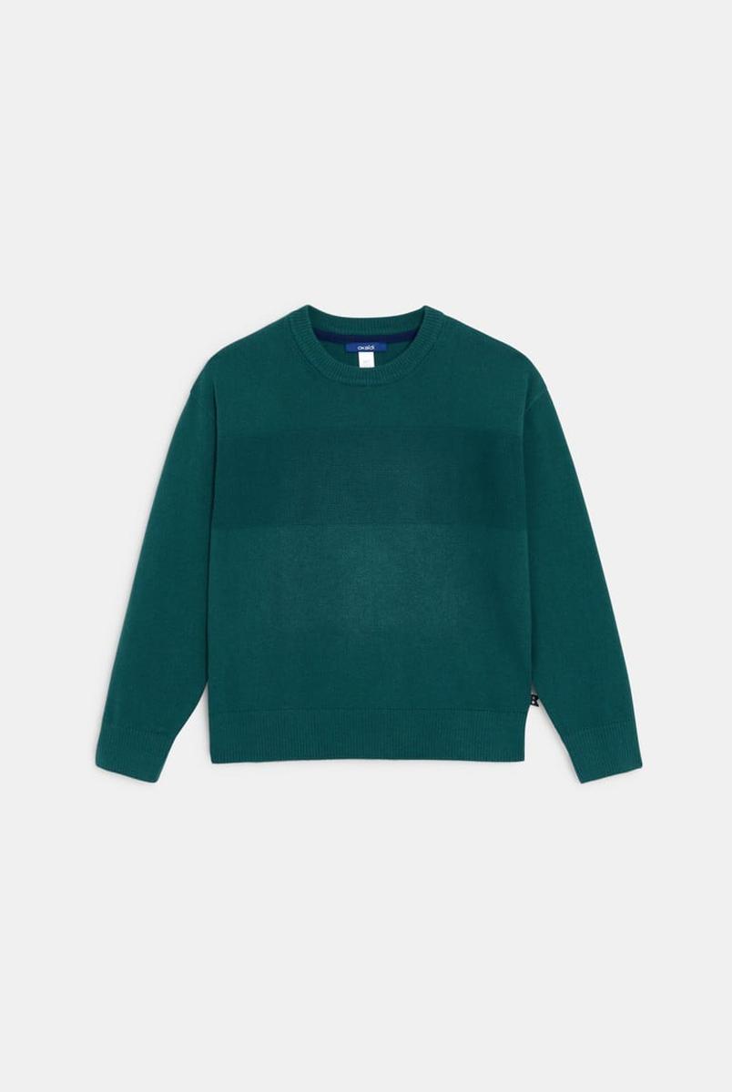 Boy's plain green crew neck jumper | Okaïdi-Obaïbi | ონლაინ მაღაზია